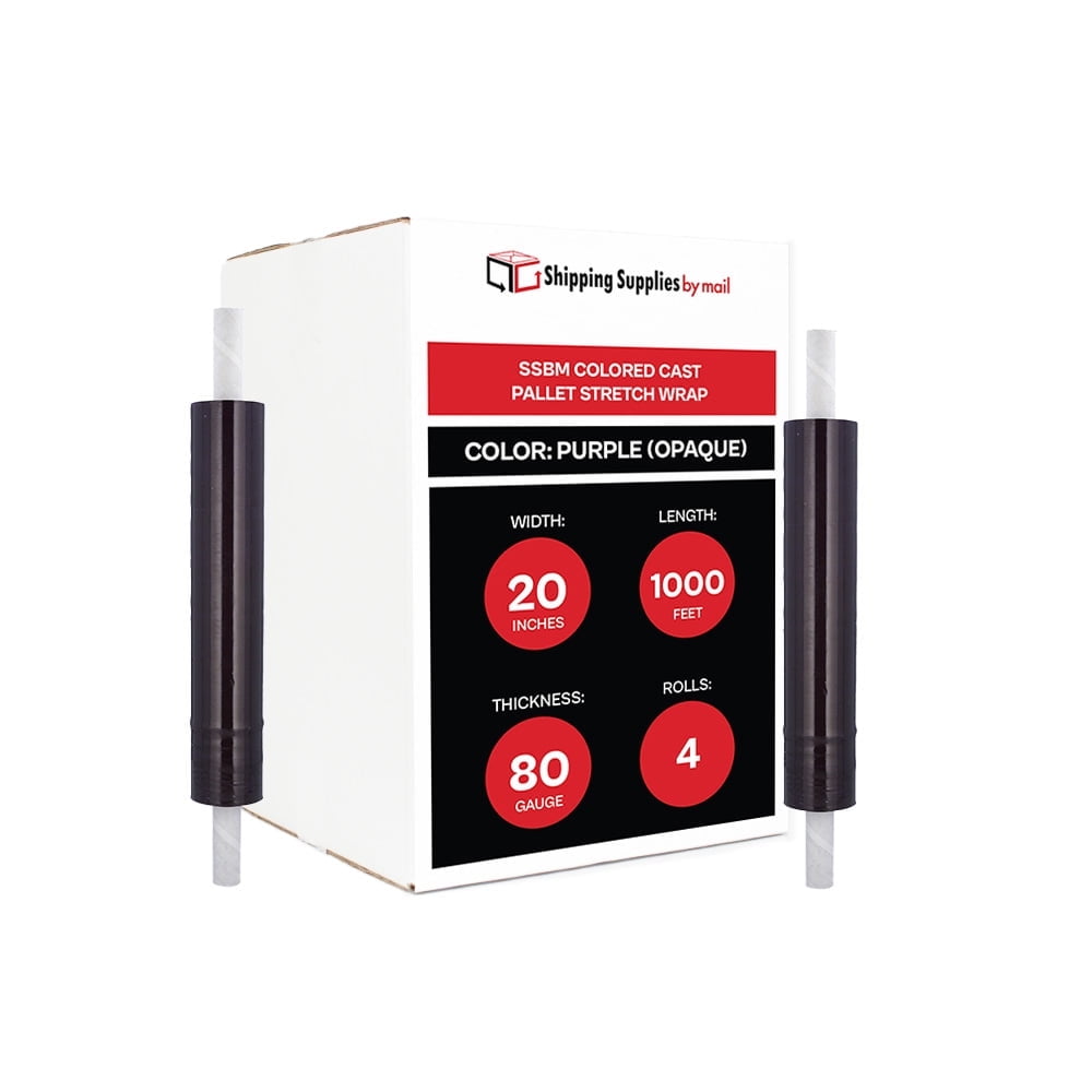 SSBM Purple Cast Stretch Wrap with Handles 20 Inch x 1000 Feet 80 Gauge ...