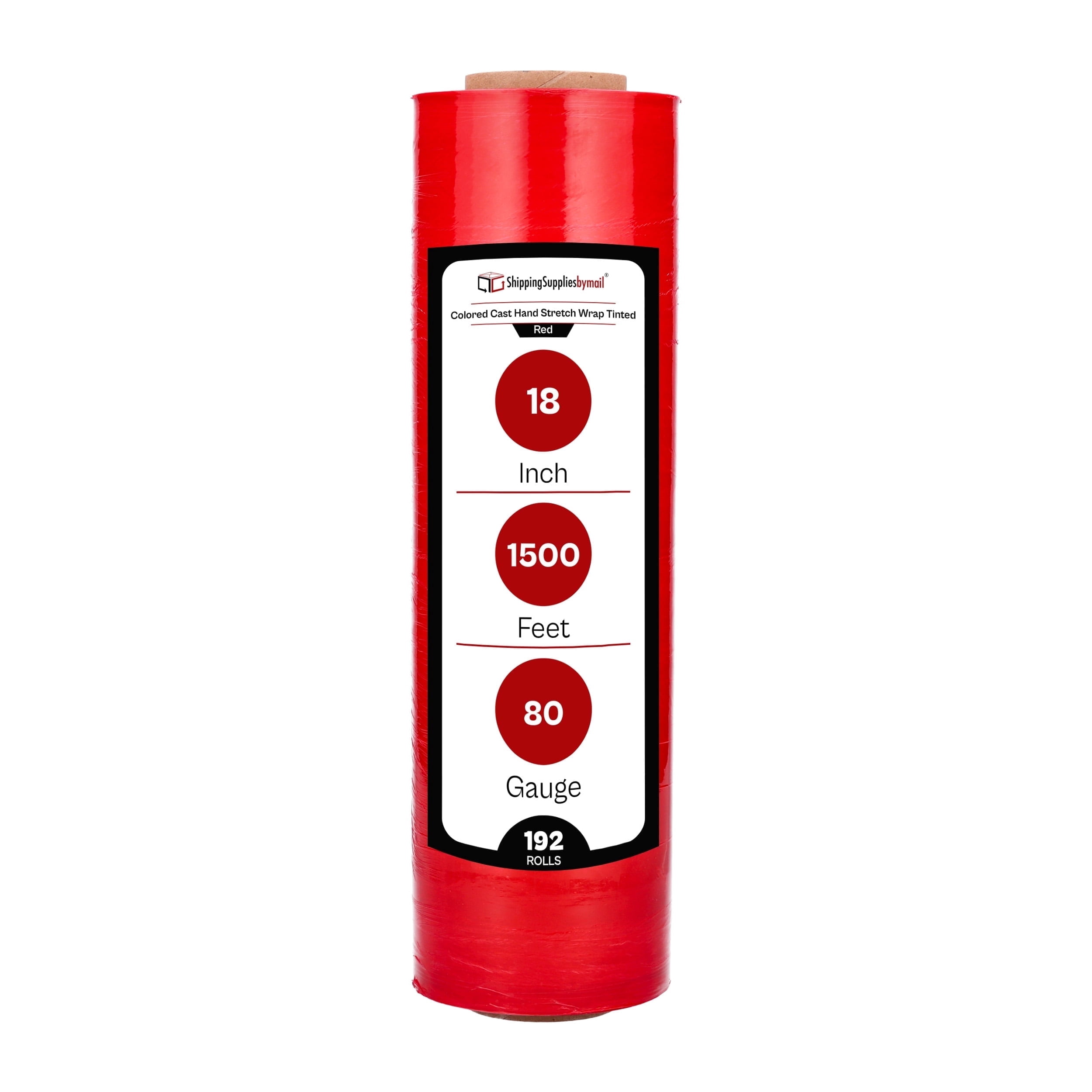 SSBM Red Tinted Cast Hand Stretch Wrap 18" x 1500' 192 Rolls 80 Gauge ...
