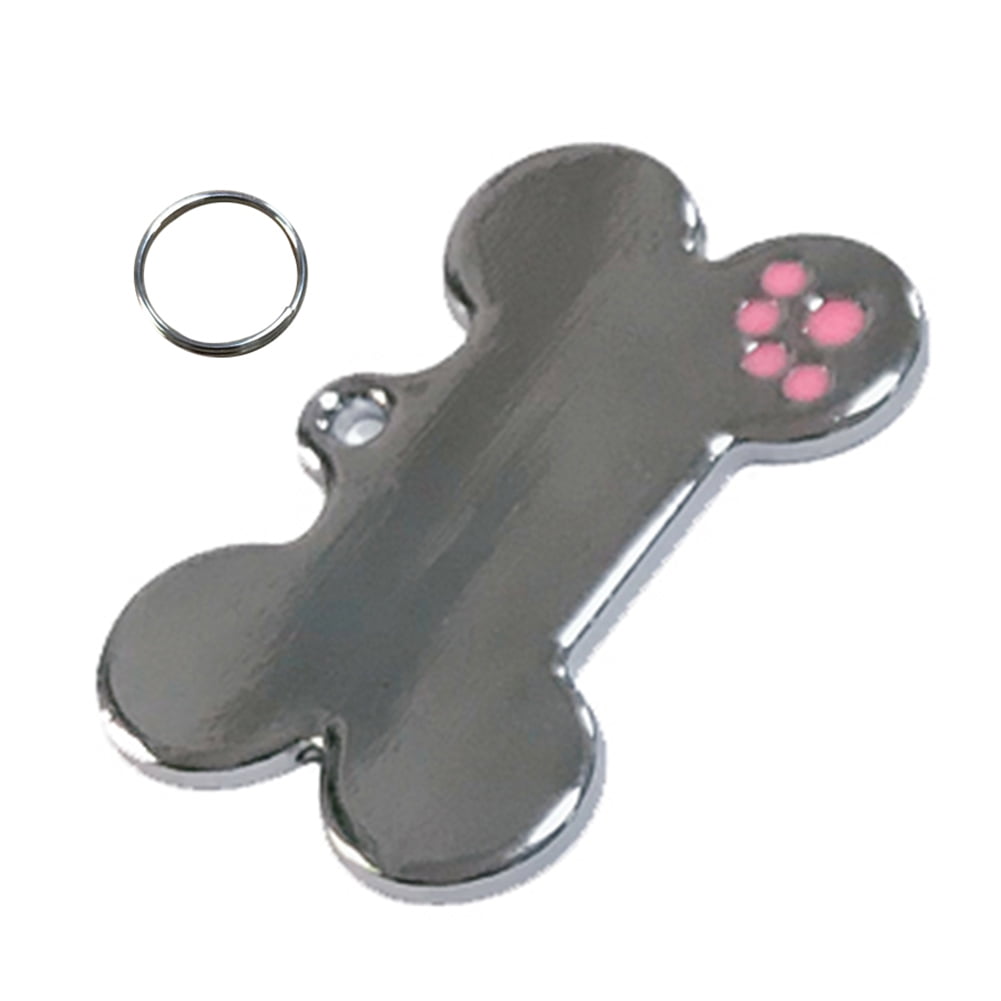 SSBSM Cute Bone Shape Dog Tag Metal Ring - DIY Engraved ID Name Collar ...