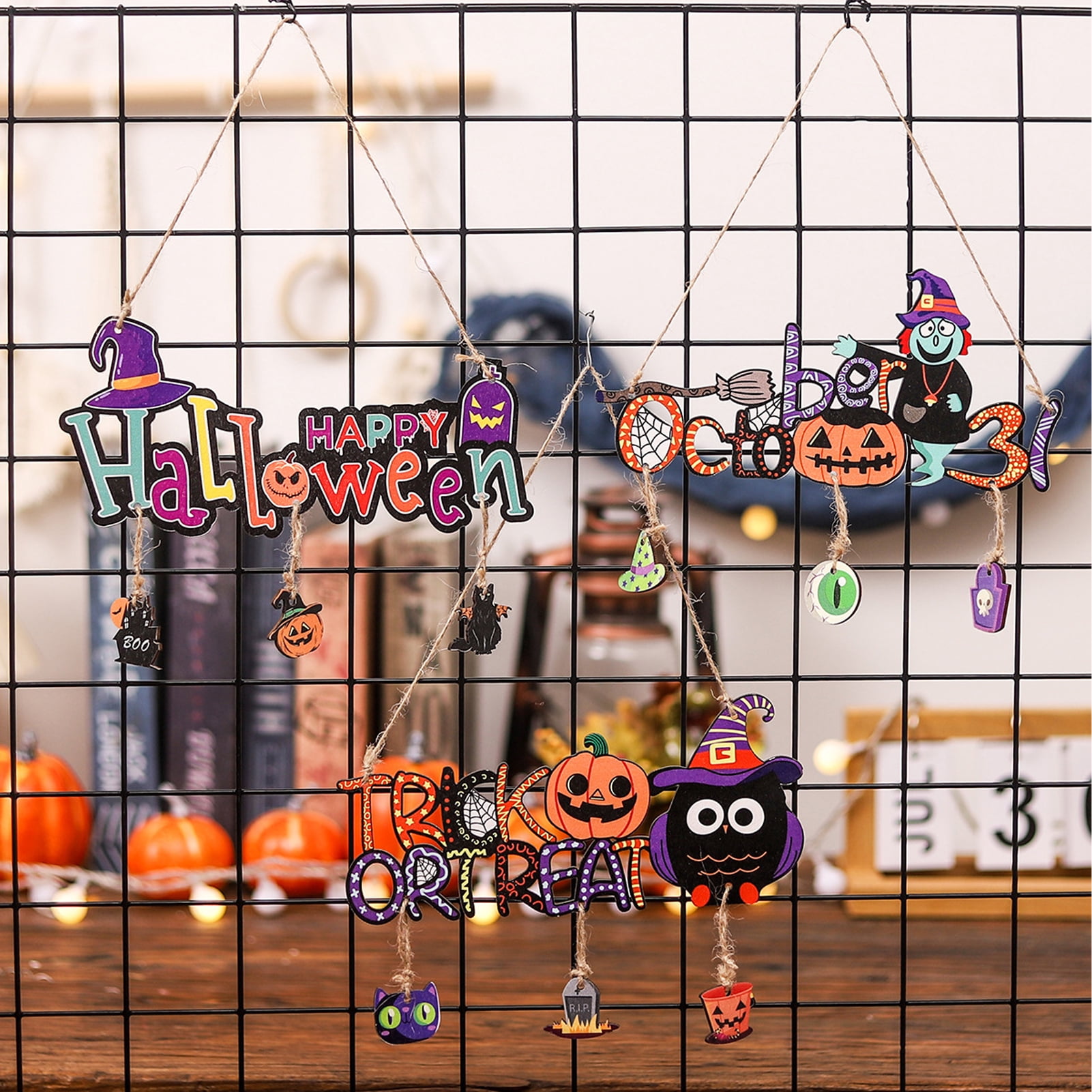 SSBSM Gate Hanging Plaque with Hemp Rope Halloween Party Decoration ...