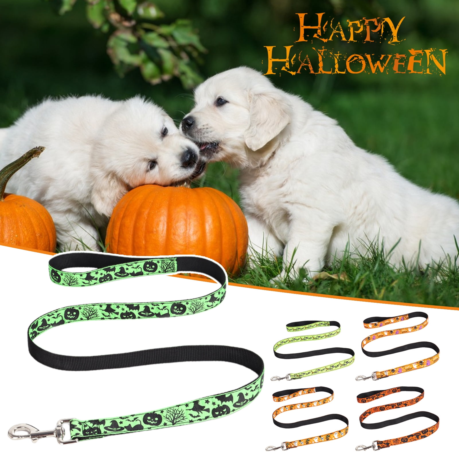 SSBSM Halloween Pet Traction Rope Buckle Design Flexible Colorful ...