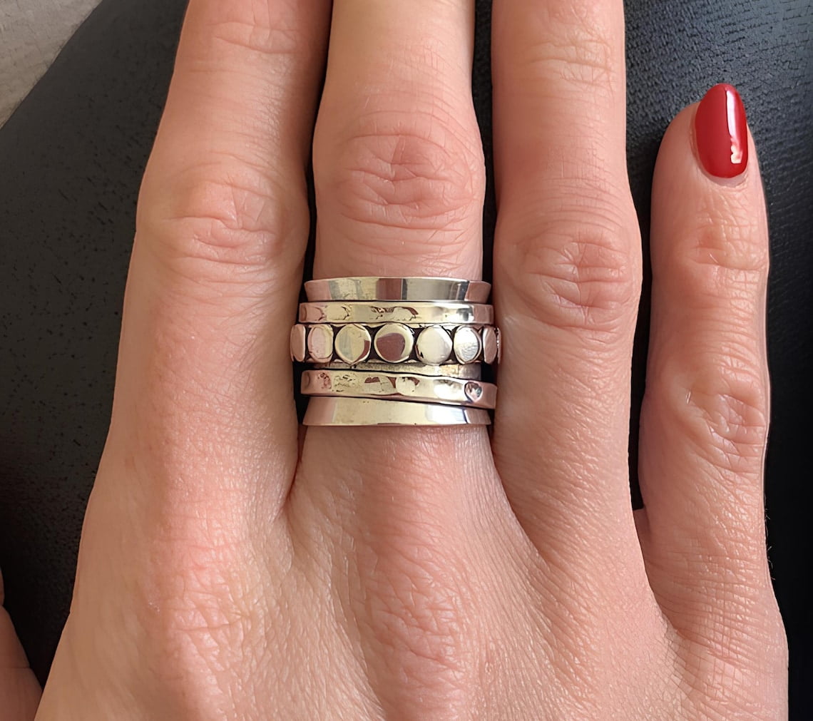SSD_Handmade Spinner Fine Silver Ring – Boho Meditation Ring | Anxiety ...