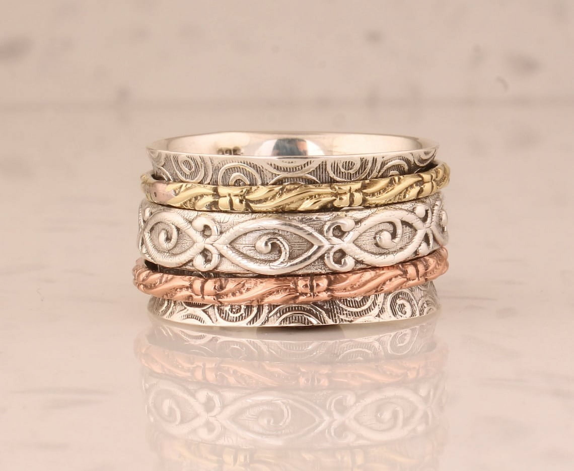 SSD_Handmade Three-Tone Boho Spinner Ring – 925 Sterling Silver Anxiety ...