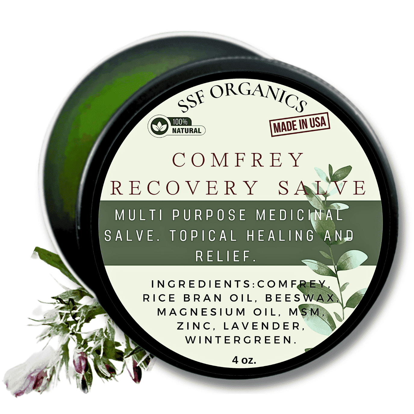 SSF Organics- Comfrey All Purpose Recovery and Relief Salve. 4 oz ...