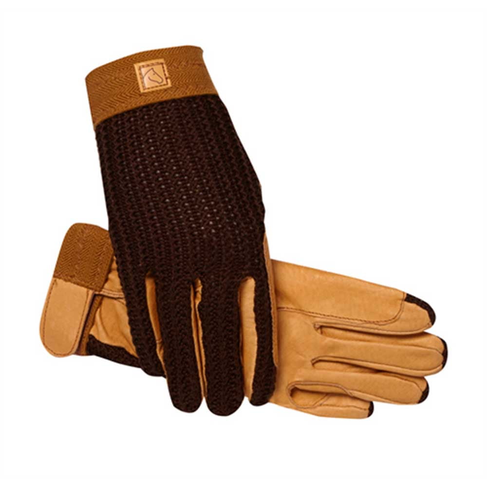 SSG Lycrochet Ultraflex Riding Gloves - Brown/Natural - Walmart.com
