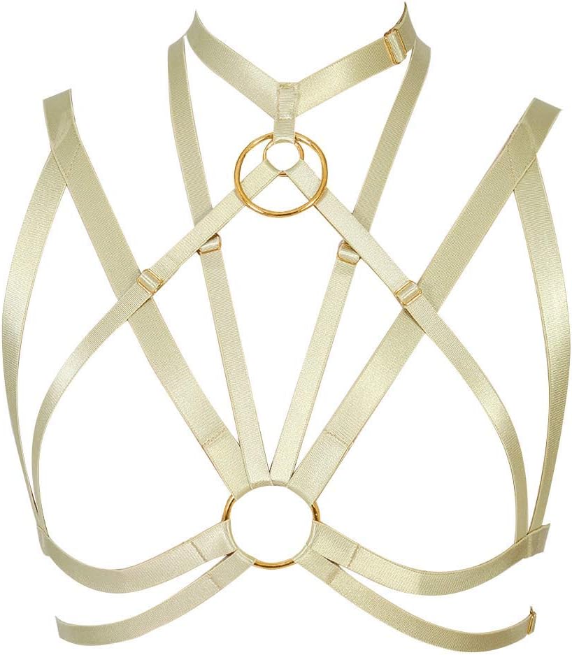 SSGOTH Strappy Body Harness Cage Bra Tops Chest Belt Black Gothic Plus ...
