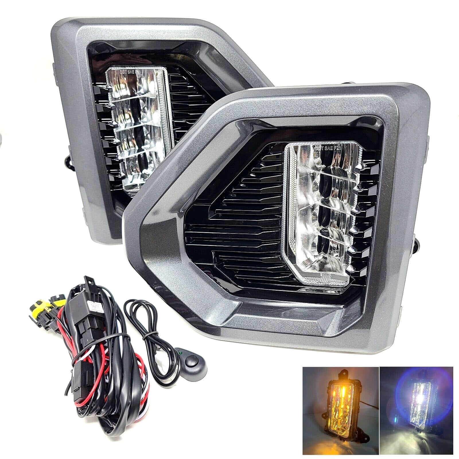 SSHLIGHT Dual Color LED Fog Lights Kit for 2019-2021 GMC Sierra 1500 ...