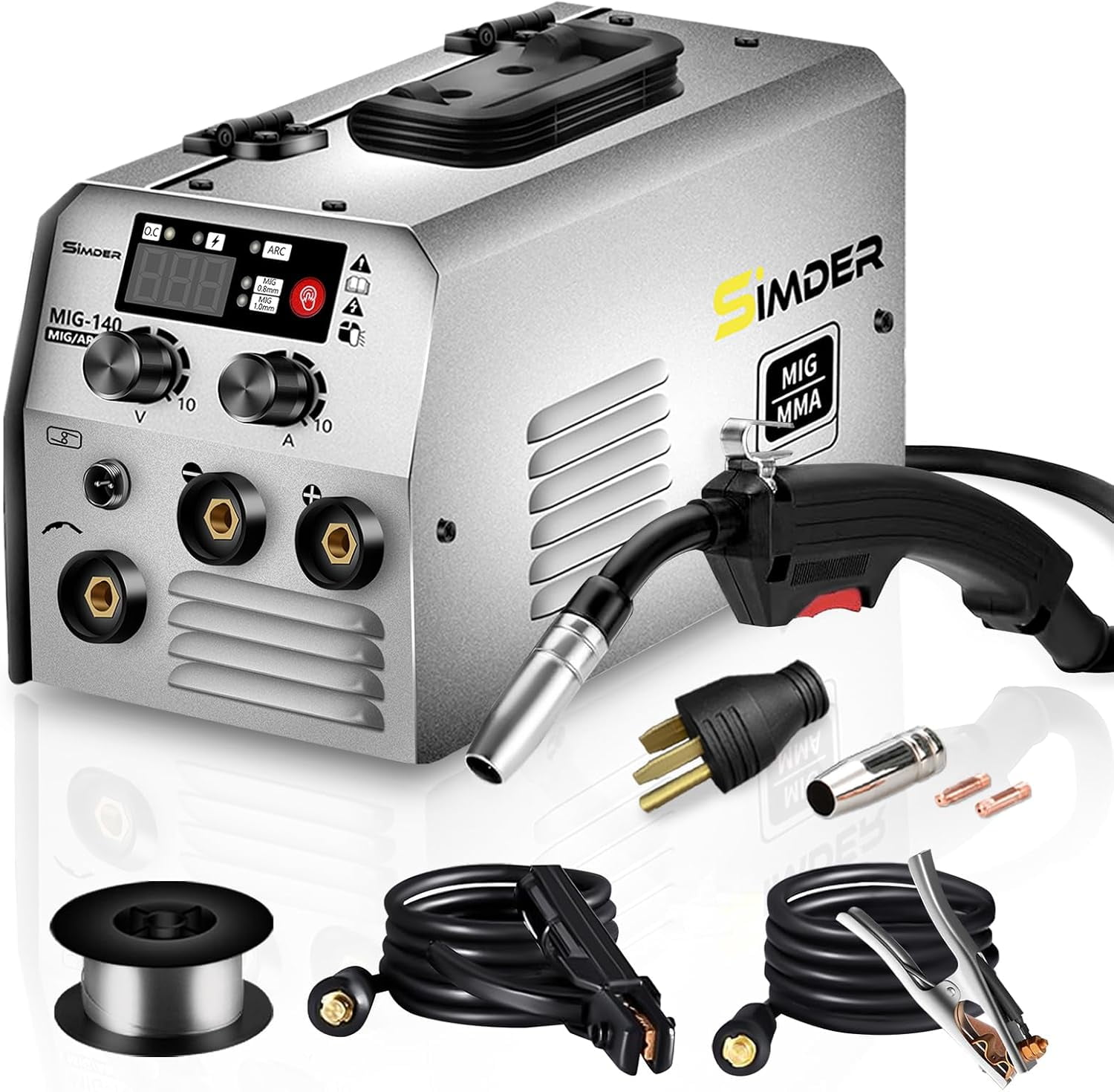 SSIMDER MIG Welder 140A 2 in 1 Stick/Flux Core Welder 110V/220V Dual ...