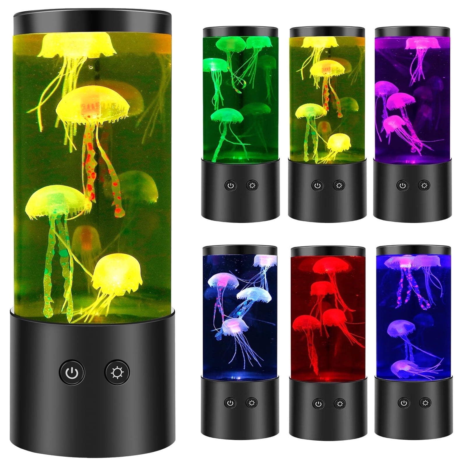 SSIONN 7 Color Changing Jellyfish Aquarium Night Light, LED Desktop ...