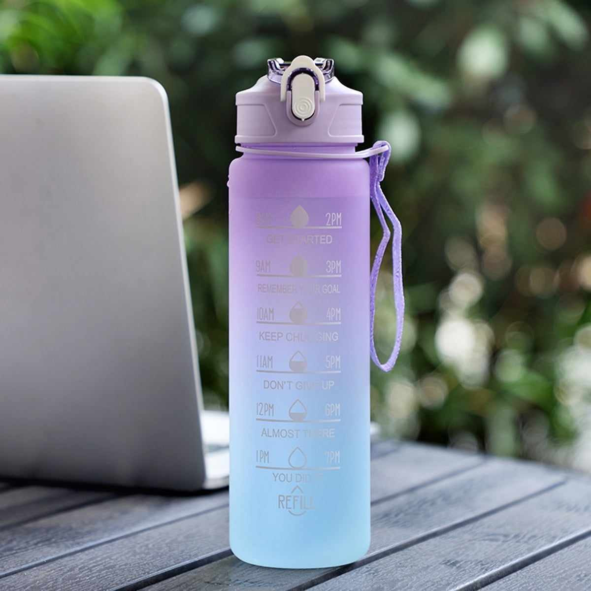 SSKDBFJG Gradient Outdoor Frosted Water Bottle with Carrying Cord and ...