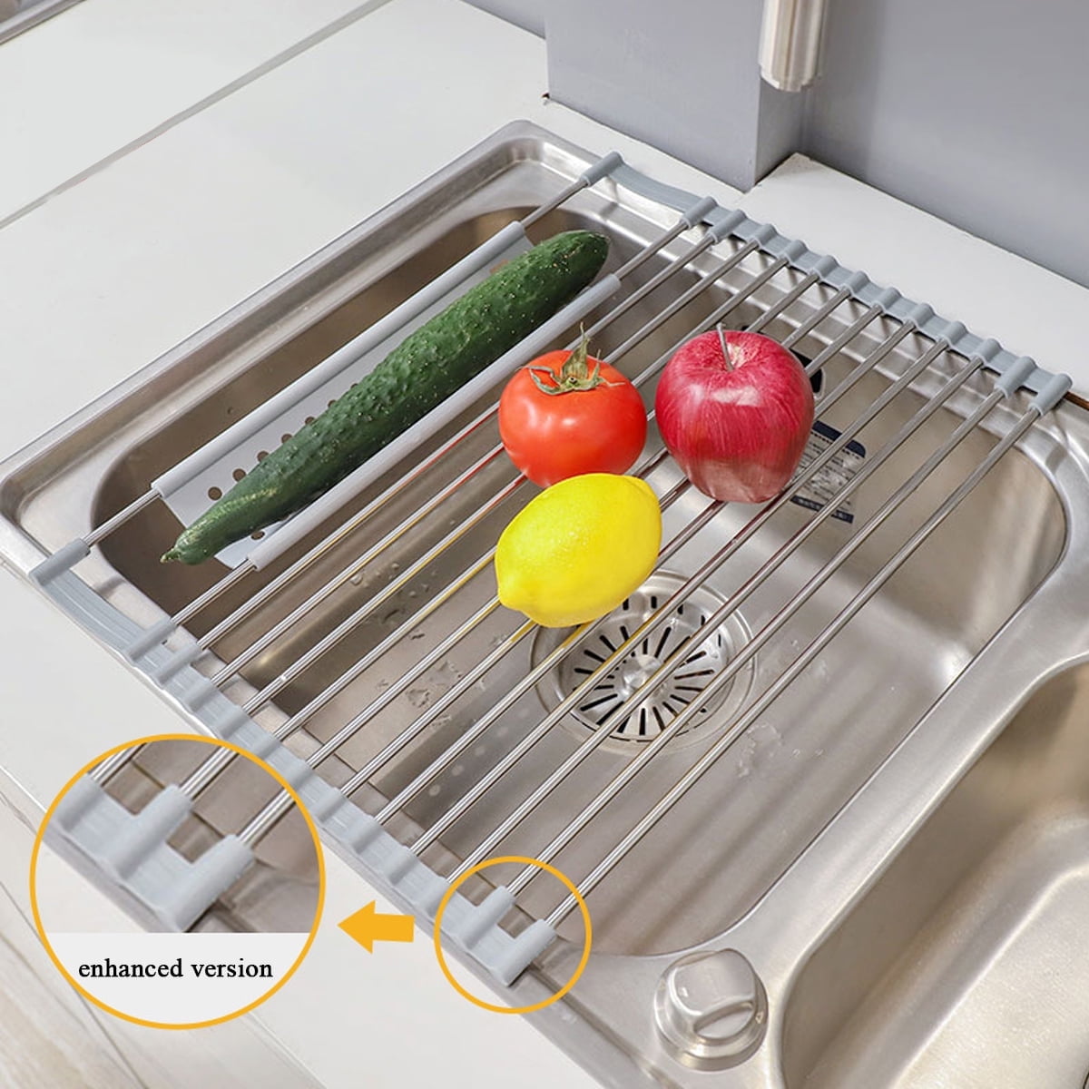 SSKDBFJG Roll Up Dish Coat Rack 18pcs Stainless Steel Link Collapsible ...