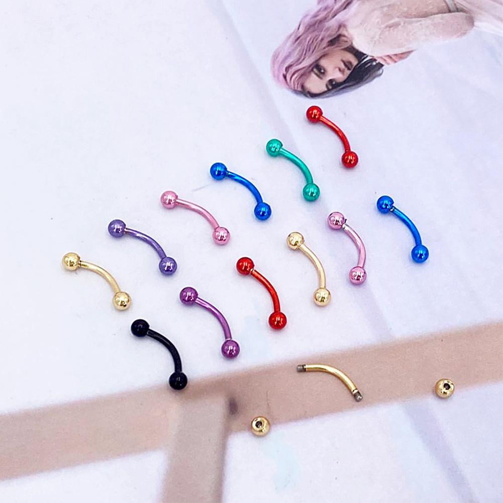 SSKFHGI 10pcs Curved Eyebrow Septum Piercing Opal Tragus Bar Body Helix ...