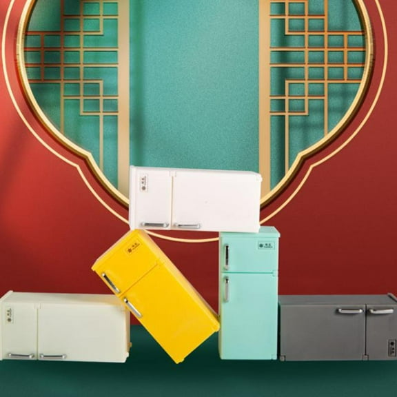 Micro Wood Refrigerator Playhouse Fridge Model Miniature Furniture ...