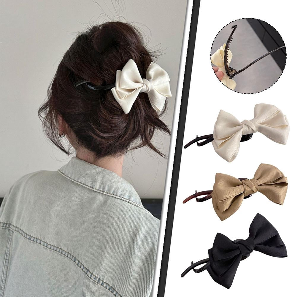 SSKFHGI 3# Black Bow-Twist Clip Retro All-Match Bow Clip Hairpin Women ...