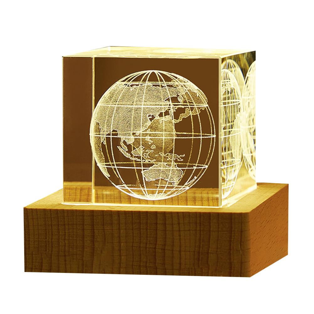 SSKFHGI 3D Solar System Crystal Bal Wooden Base Versatile Decor Stellar ...