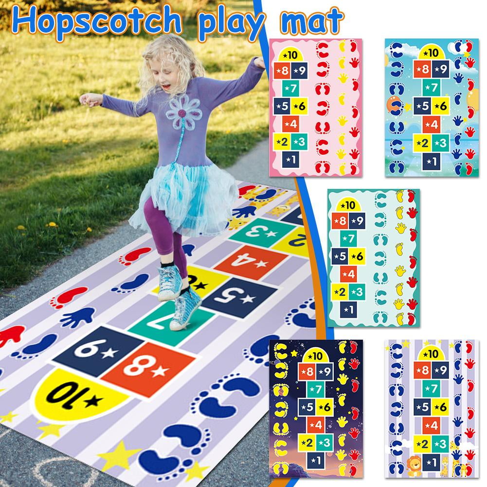 SSKFHGI Blue Hands And Feet Sports Hopscotch Game Mat Team Building ...
