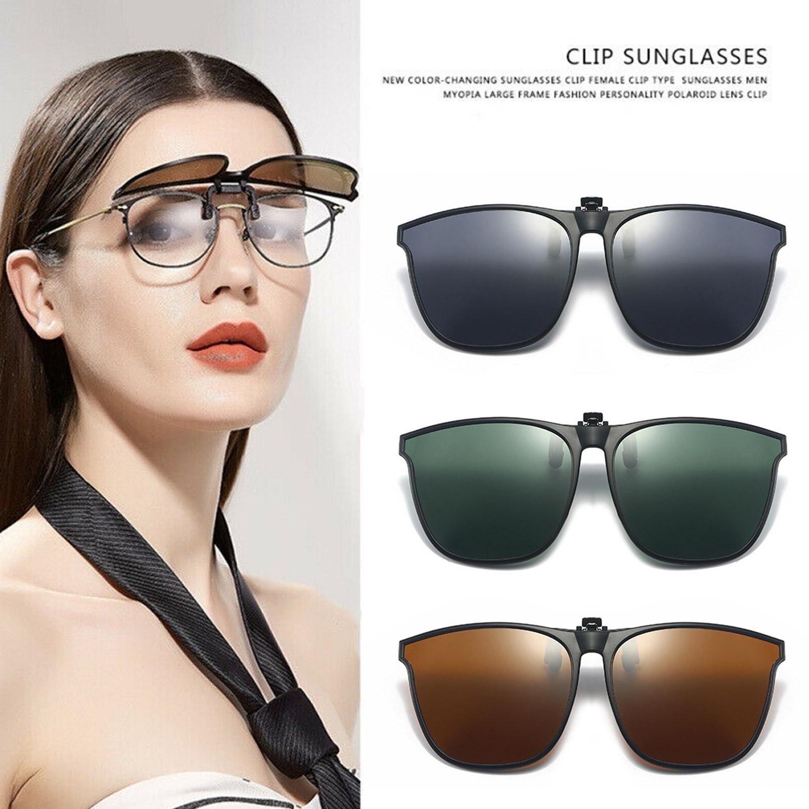 SSKFHGI Brown Lens Sunglasses Clip-On Lenses Can Be Flipped Up ...