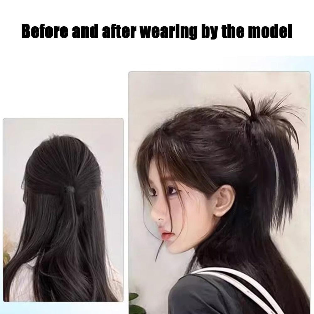 SSKFHGI Clamp Fountain Chicken Feather-Dark Brown Wig Clamp Half-Tied ...