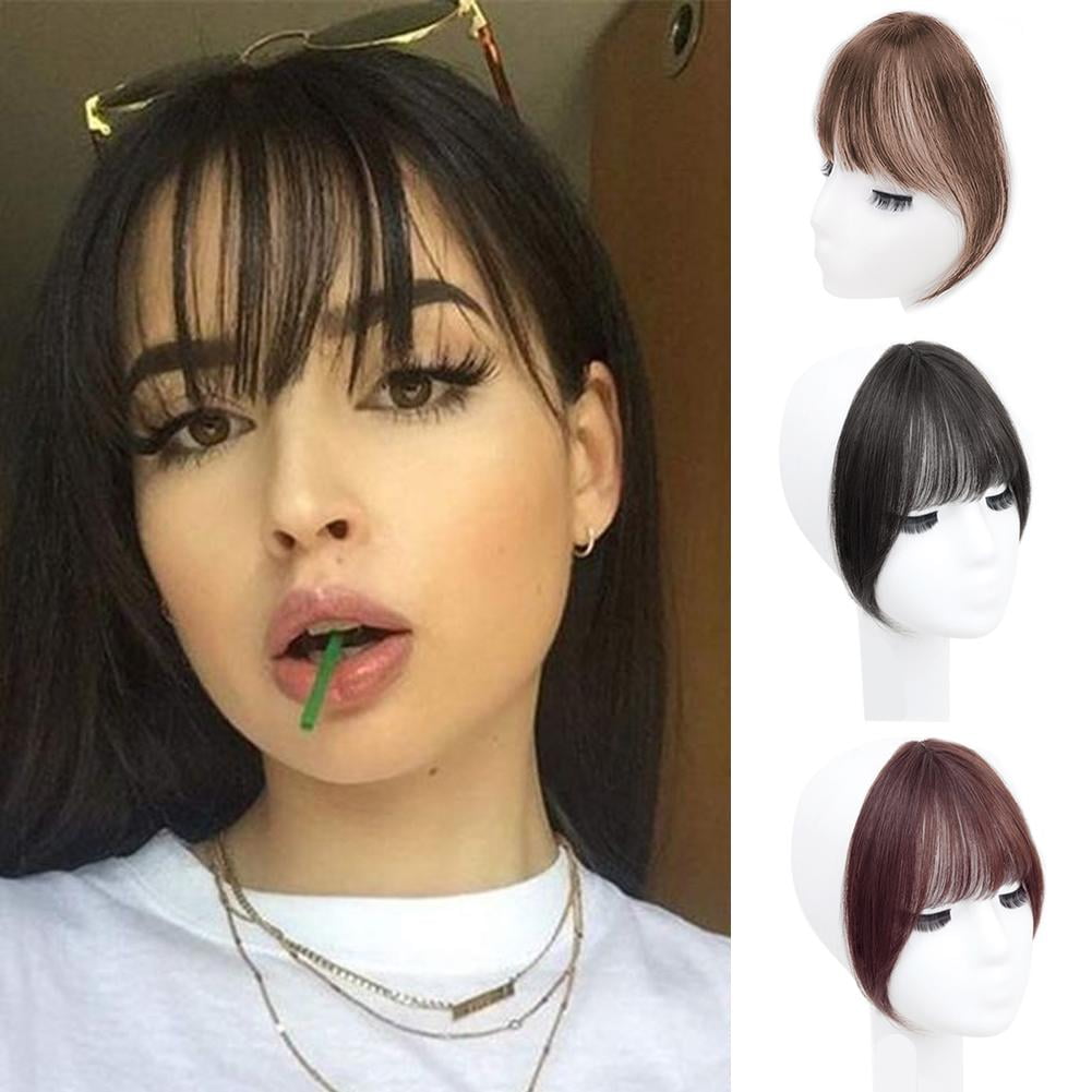 SSKFHGI Dark Brown French Air Bangs Wig Female Seamless Natural ...