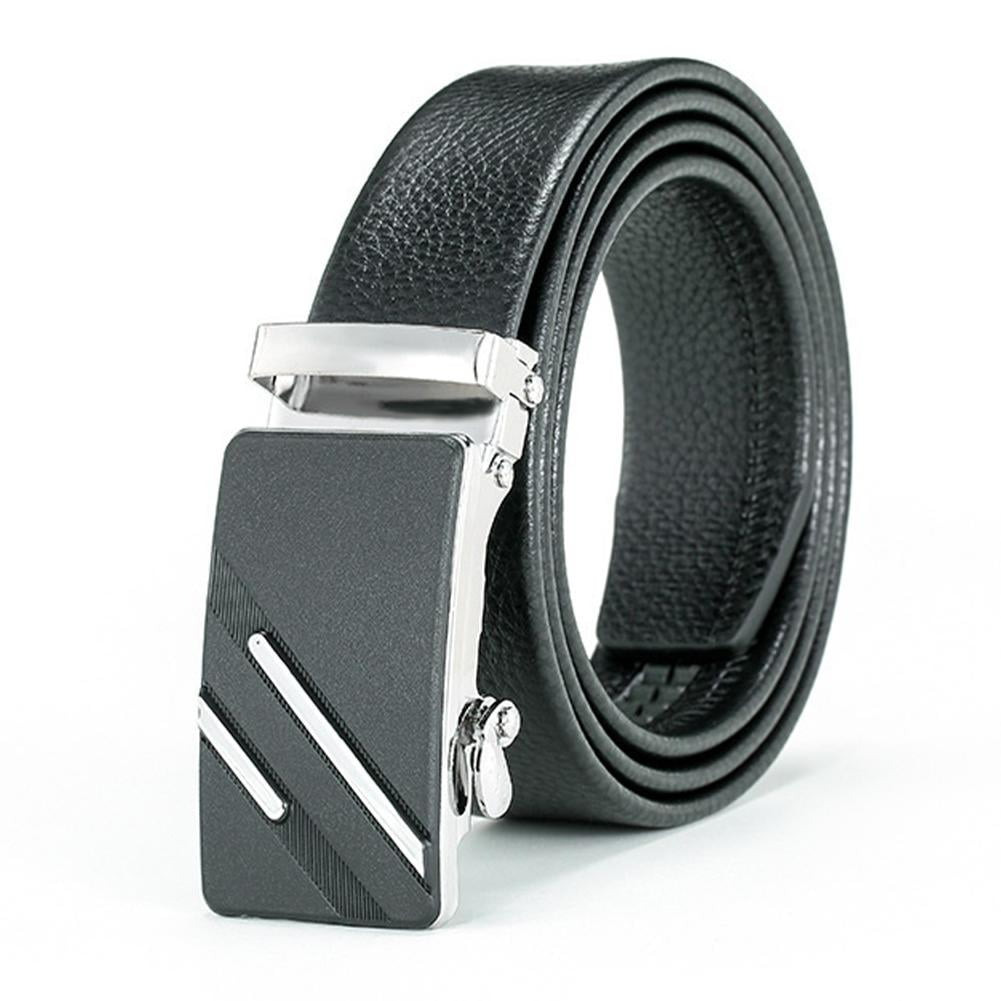 SSKFHGI Formal Mens Belts Automatic Buckles Black Leather Ratchet ...