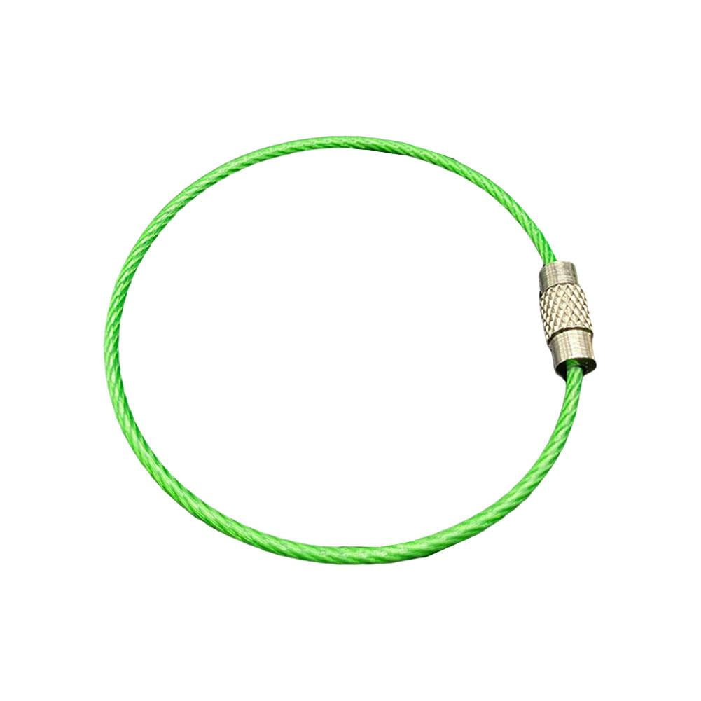 SSKFHGI Green 1.5*150mm Steel Wire Rope Ring Keychain Stainless Steel ...