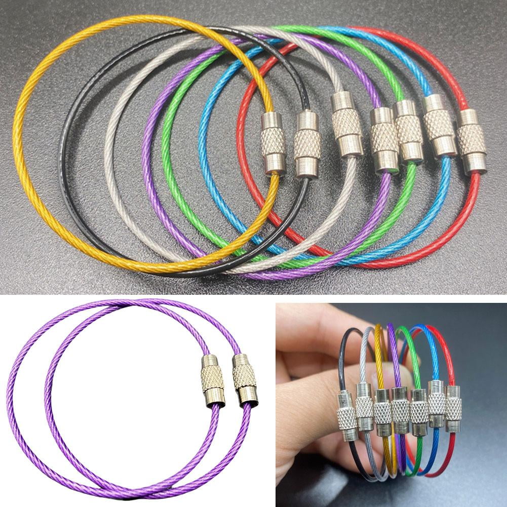 SSKFHGI Heavy Duty Keyring Screw Locking Wire Key Keychain Cable ...