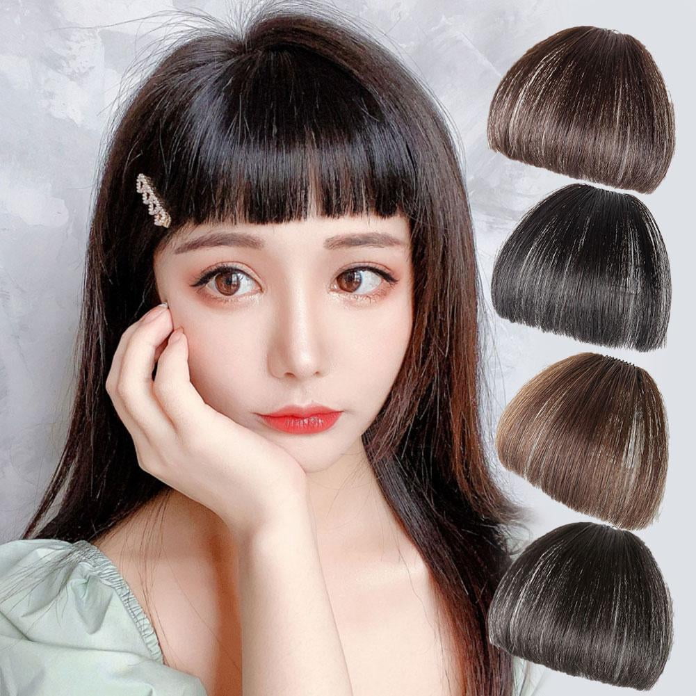 SSKFHGI Light Brown Eyebrow Bangs Wig Female Natural Real Hair Fake ...