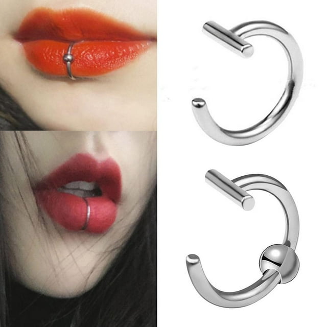 SSKFHGI Lip Rings Fake Spring Clip On Nose Rings Fake Lip Hoop Rings ...