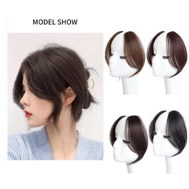 SSKFHGI Long Bangs Two Side Fringe Brown Natural Hair Extension Hair ...