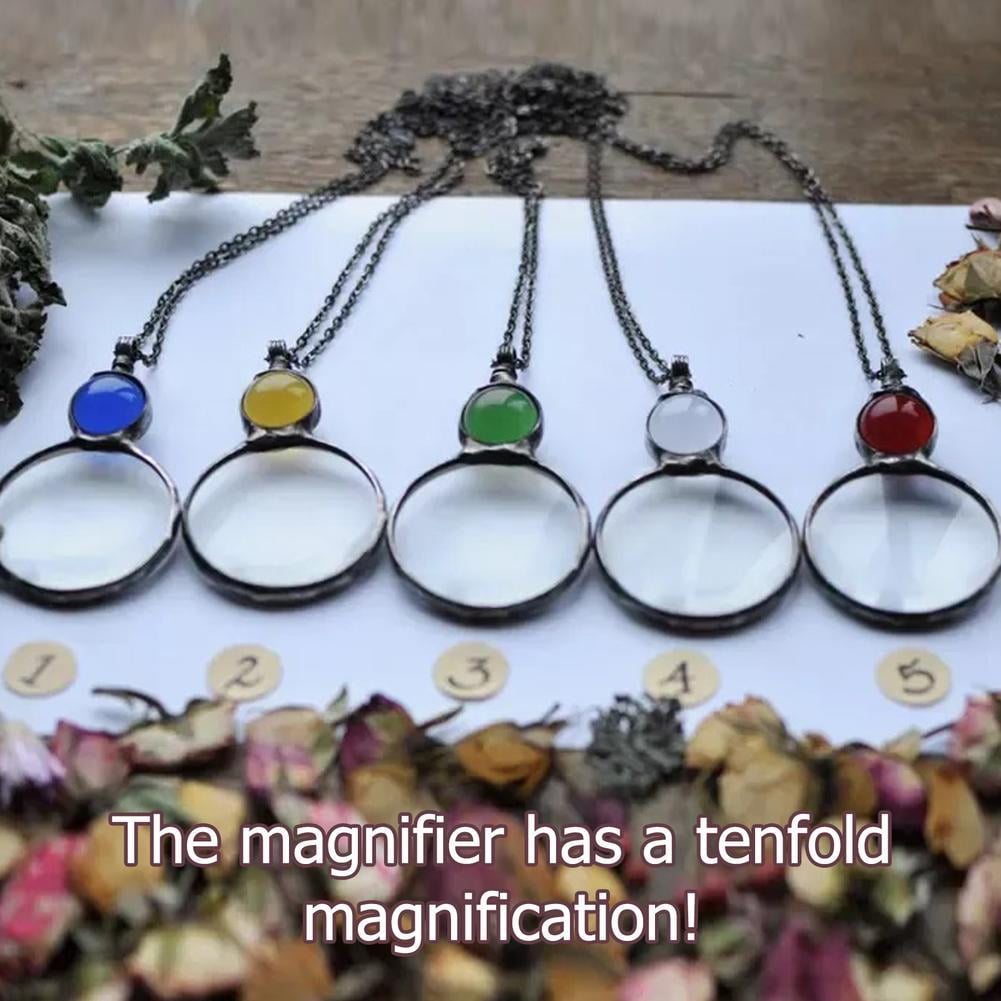 SSKFHGI Magnifying Glass Pendant 10X Magnifiers Necklace Magnification ...