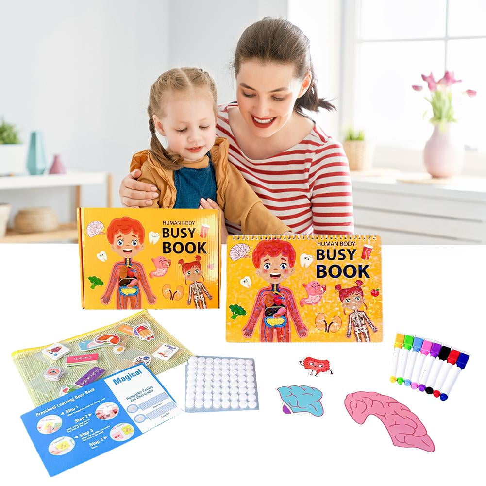 SSKFHGI Montessori Preschool Busy Book For Toddlers Human Body Anatomy ...