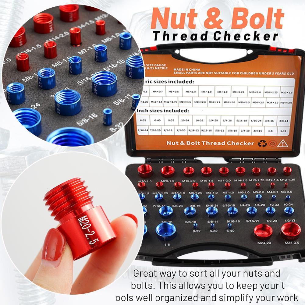 SSKFHGI Nut Bolt Thread Checker 44 Thread Identifier Gauge Inch and ...