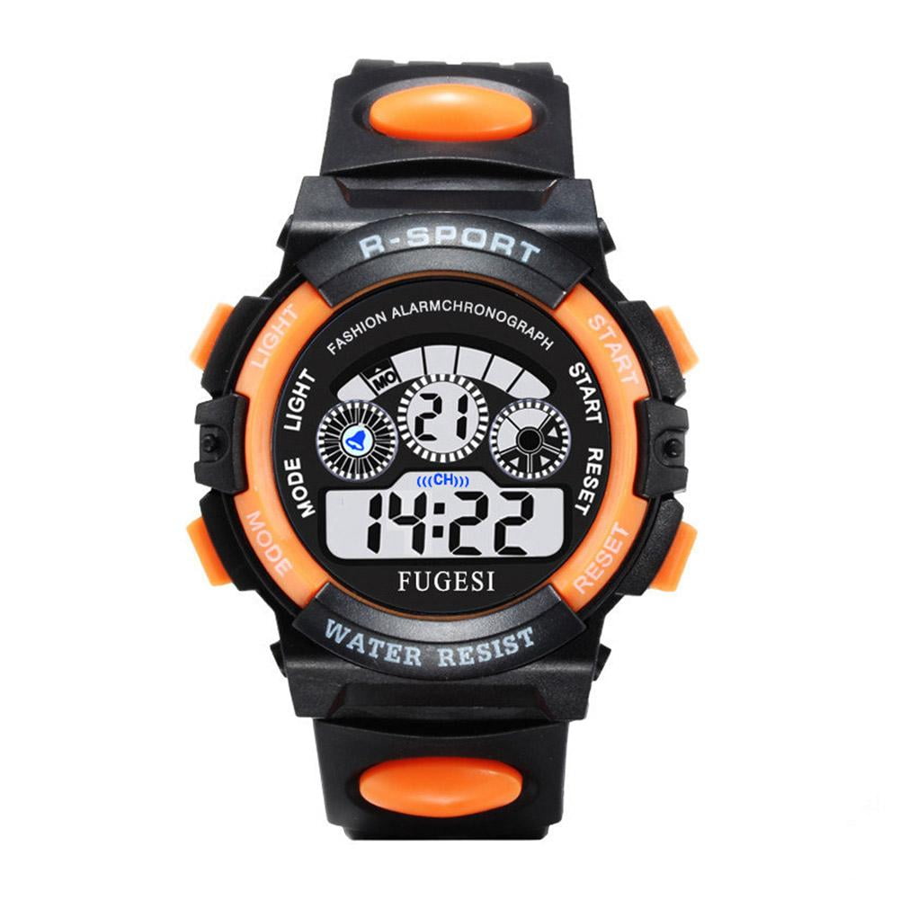 SSKFHGI Orange Large Waterproof Sports Outdoor Watch Student Electronic ...