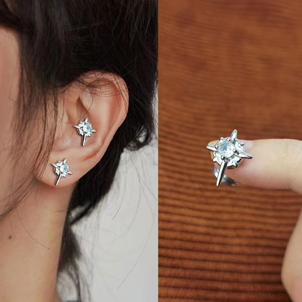 SSKFHGI Polygonal Black Polaris Magnet Ear Clip Men'S Painless No Ear Piercing Women'S Ear Bone ...