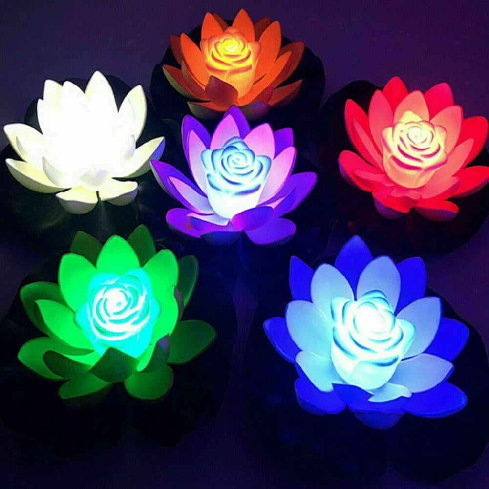 SSKFHGI RGB LED Solar Powered Flower Lights Floating Fountain Lamps ...