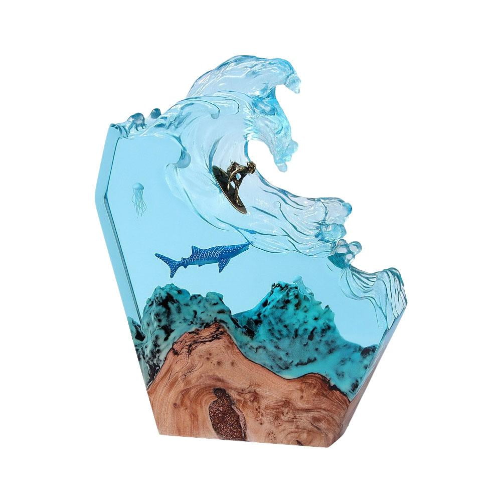SSKFHGI Resin Ocean Lamp Resin LED Ocean Surfing Night Lights Shark and ...