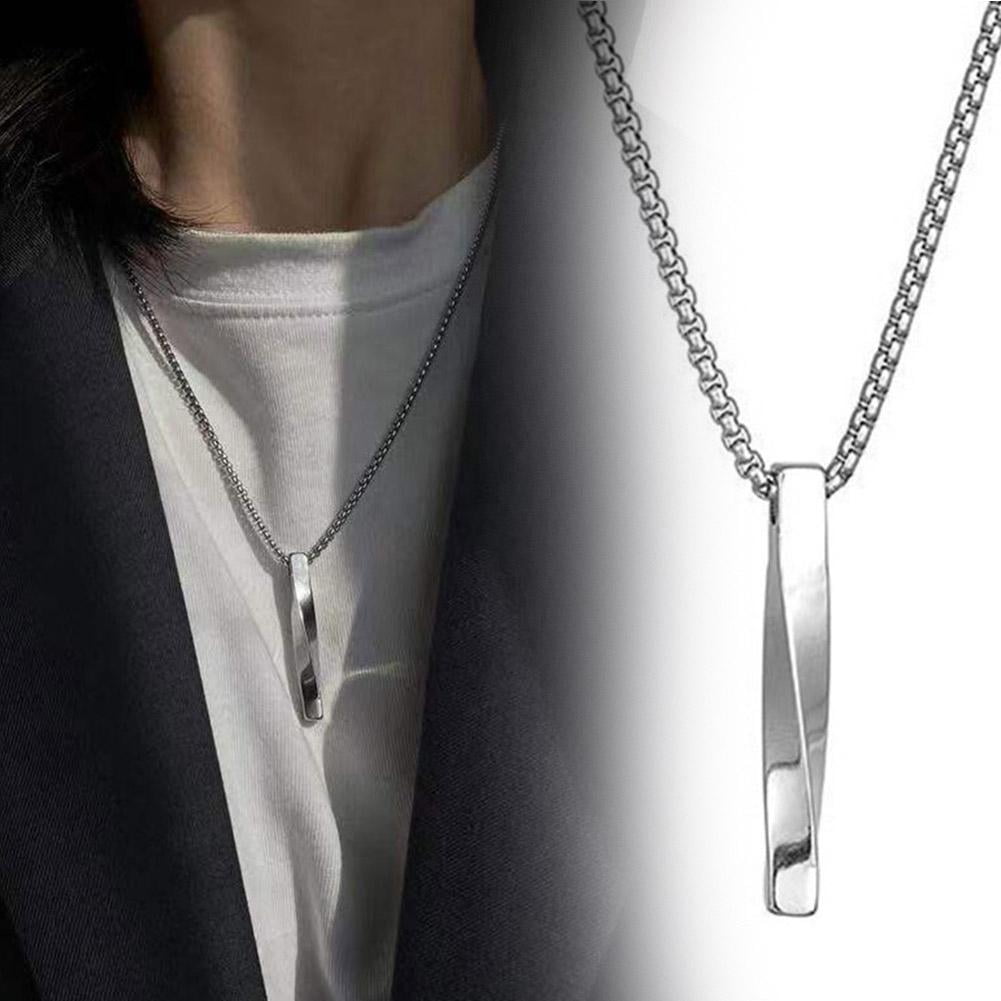 SSKFHGI Silver White K Japanese And Korean Ins Spiral Long Necklace Men ...