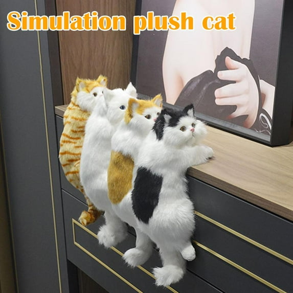 SSKFHGI Simulation Plush Cat Statue Hanging Handicrafts Cat For Desk ...