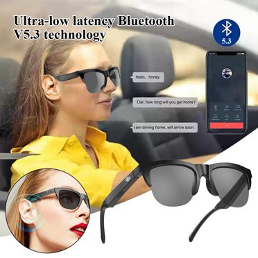 Smart Bluetooth glasses conduction black technology sunglas outdoor ...