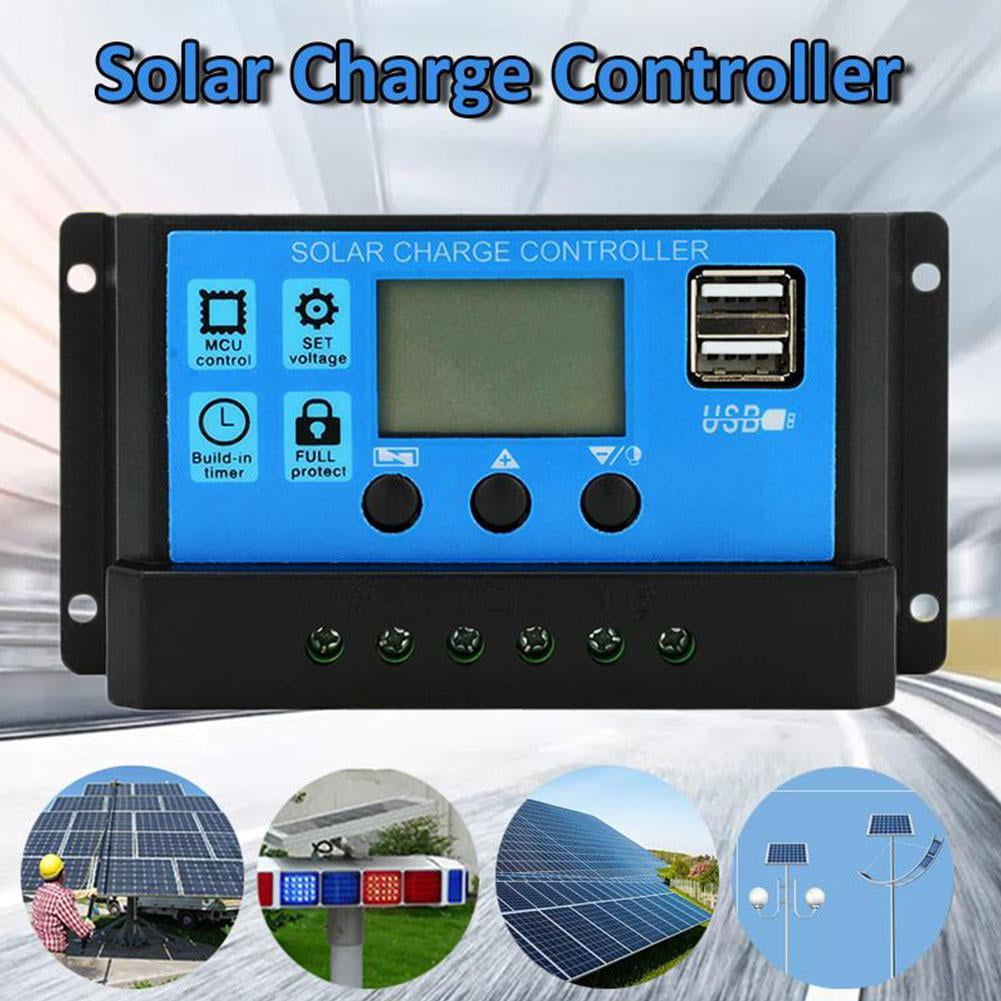 SSKFHGI Solar Panel LCD Regulator Charge Controller Battery A 12V Dual ...