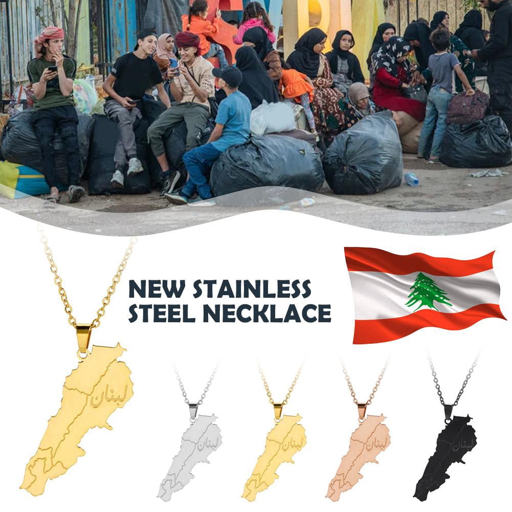 SSKFHGI Stainless Steel Lebanon Map Pendant Necklace MapLebanese ...