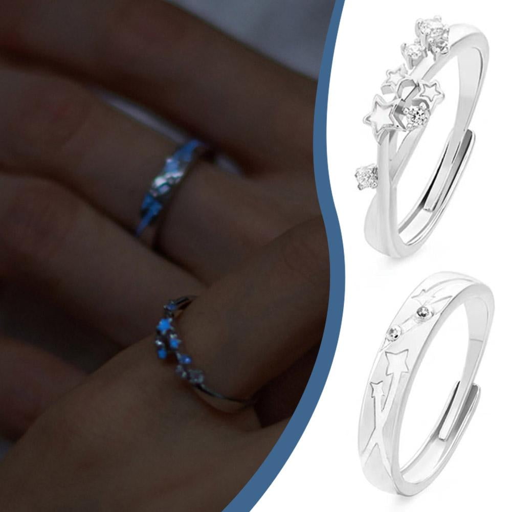 SSKFHGI Rings Starry Night Couple Night Glow Rings Elegant Ringsy M8D1 ...