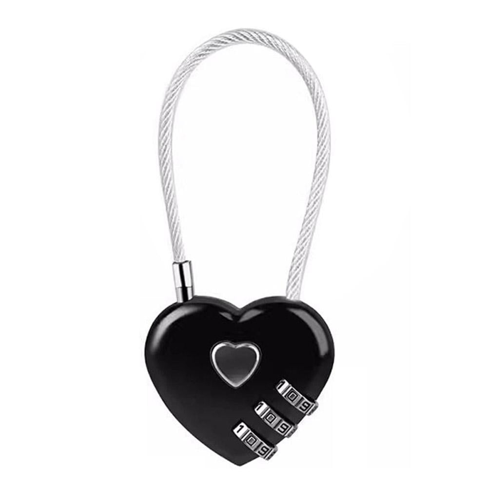 SSKFHGI Steel Wire Rope Love Lock Black Steel Wire Rope Love Lock ...