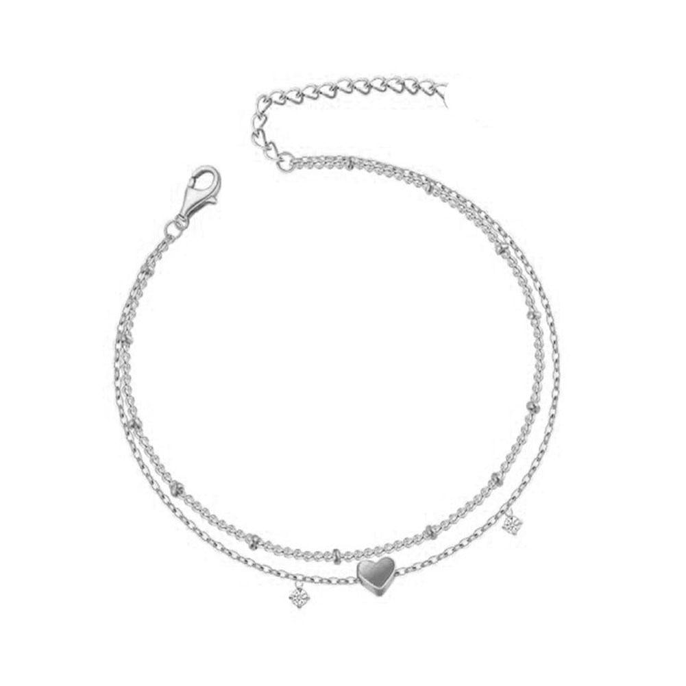 SSKFHGI Sterling Silver Anklet Bracelets For Women Waterproof Heart ...