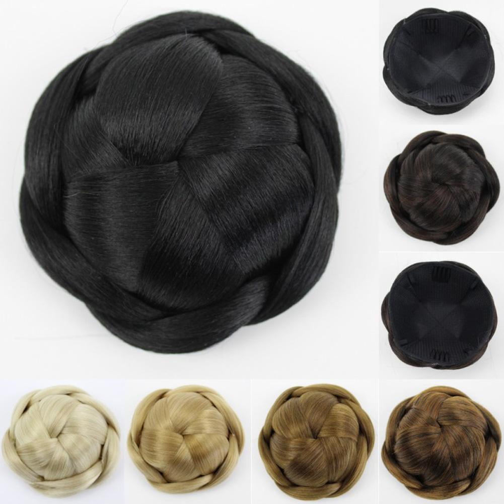 SSKFHGI Synthetic Hair Pieces Braided Chignon Black Brown Fake Buns For ...
