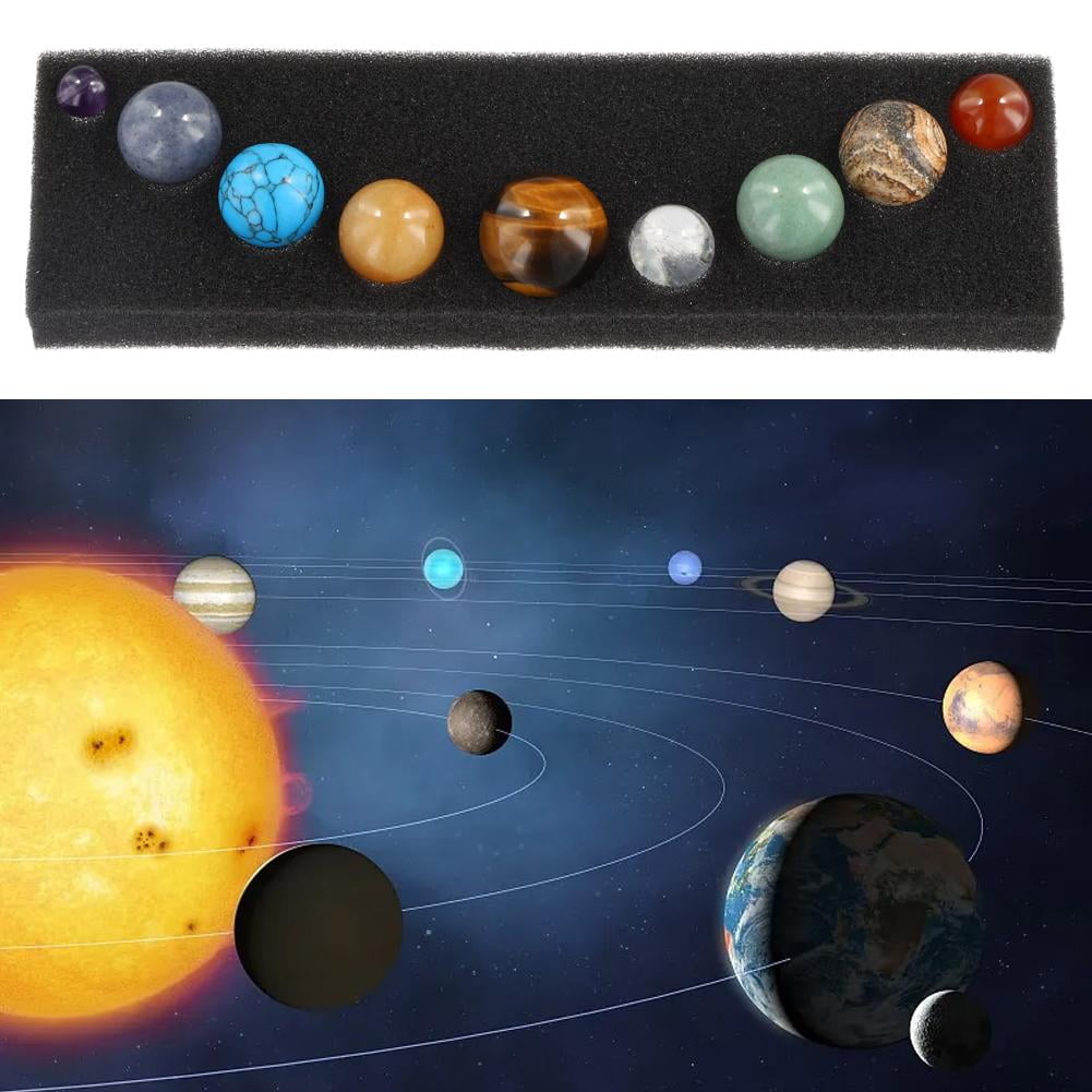 SSKFHGI The Nine Planets Solar Decor Tumbled Crystal Gemstones Ball Set ...
