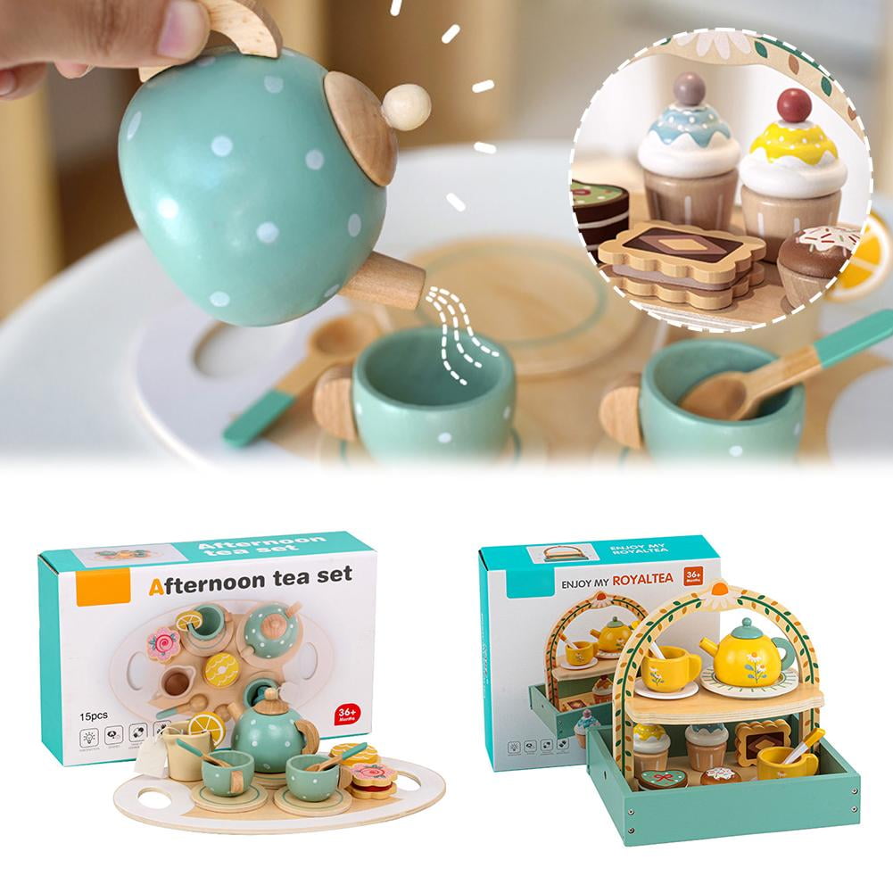 SSKFHGI Wooden Tea Set Gift Pretend Role Play Tea Set for Boys Girls ...