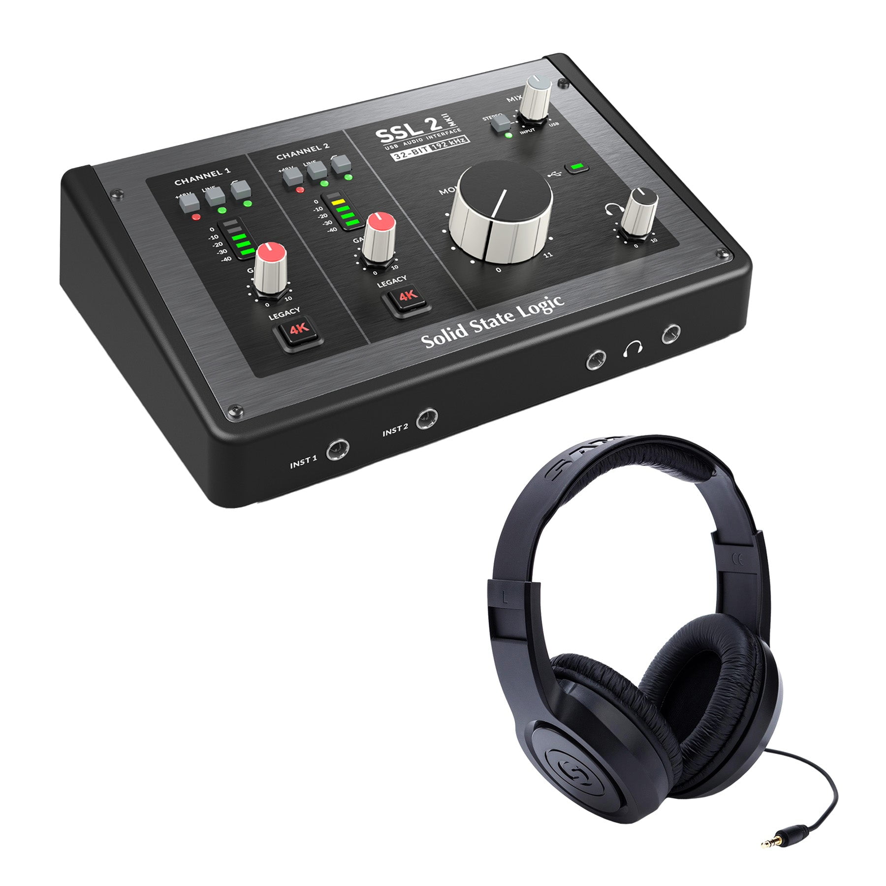 SSL SSL2 MKII USB-C Audio Interface bundle with Samson SR350 Headphones ...