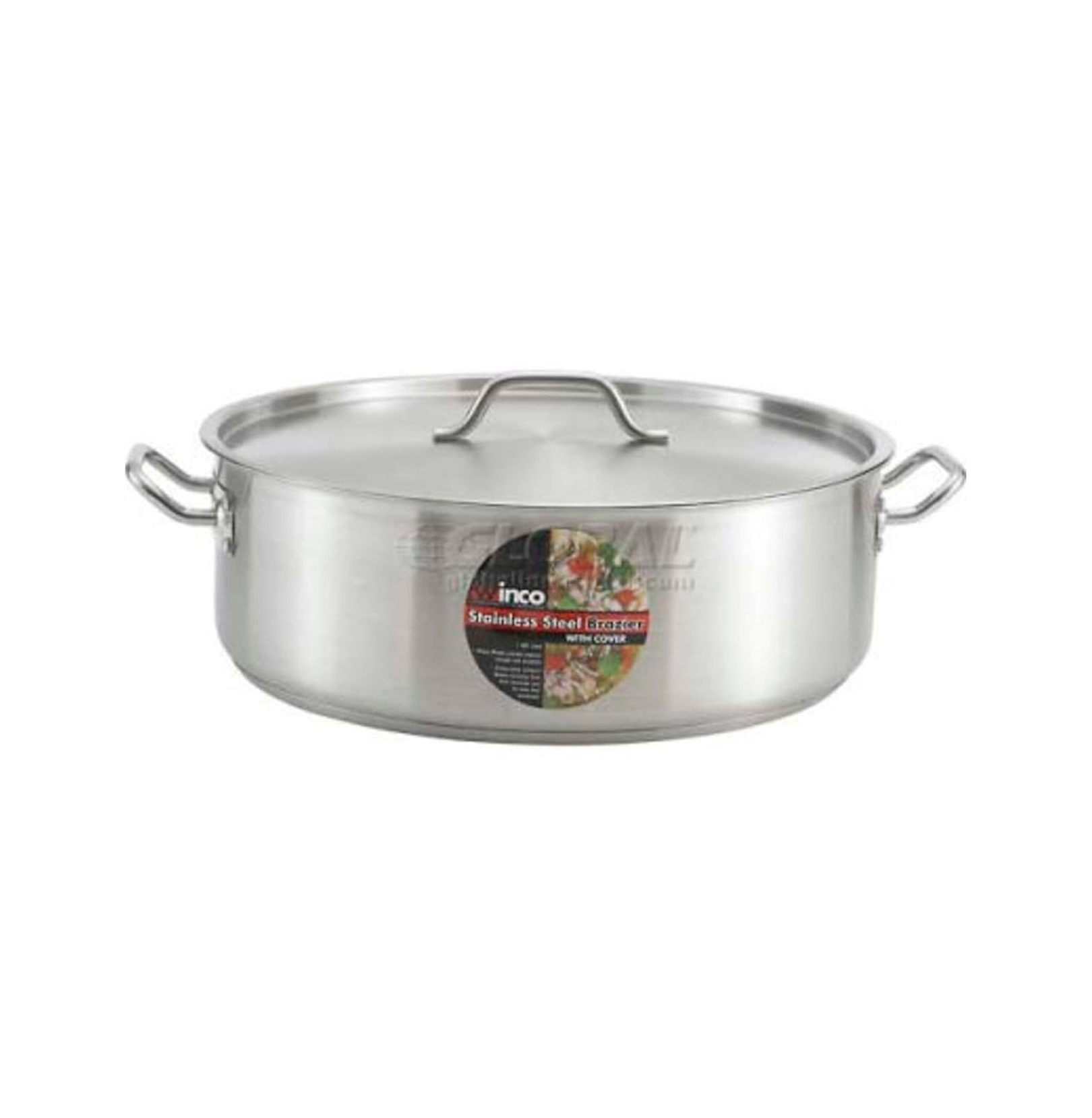 SSLB-15, 15-Quart Stainless Steel Brazier Pan with Cover, Silver ...