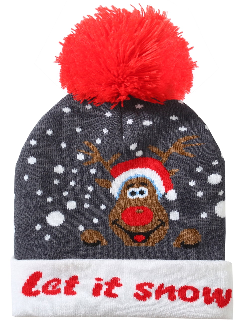 SSLR Unisex XMAS Beanies - Knitted Christmas Hat with Pom Pom, Warm & Cute Holiday Cap - Walmart.com